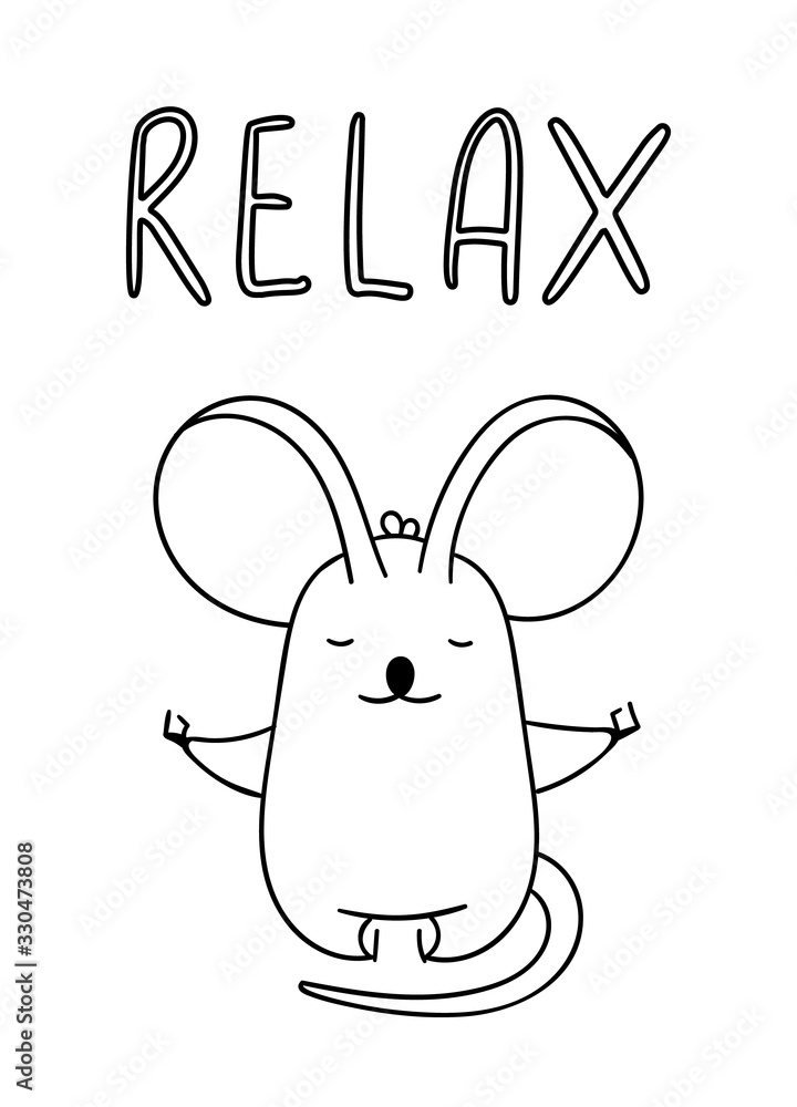 Coloring pages, black and white cute hand drawn mouse doodles ...