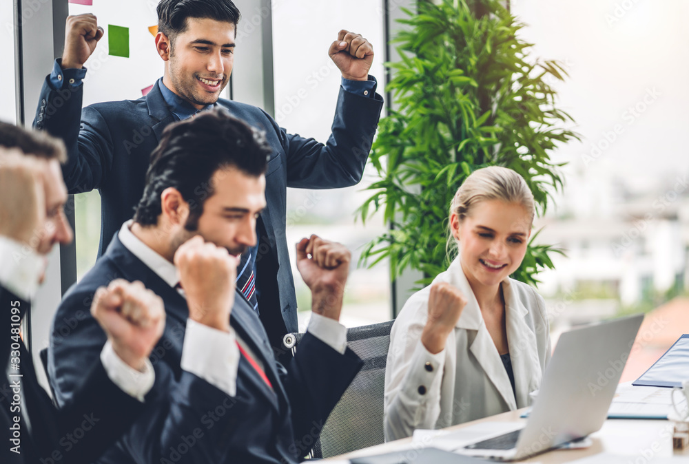 Successful of happy group professional casual business people smiling ...