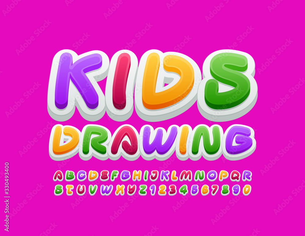 Vector creative logo Kids Drawing with colorful Alphabet Letters and ...