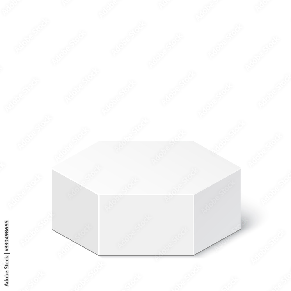 White hexagonal box. Package. Polyhedron. Vector illustration. Stock ...