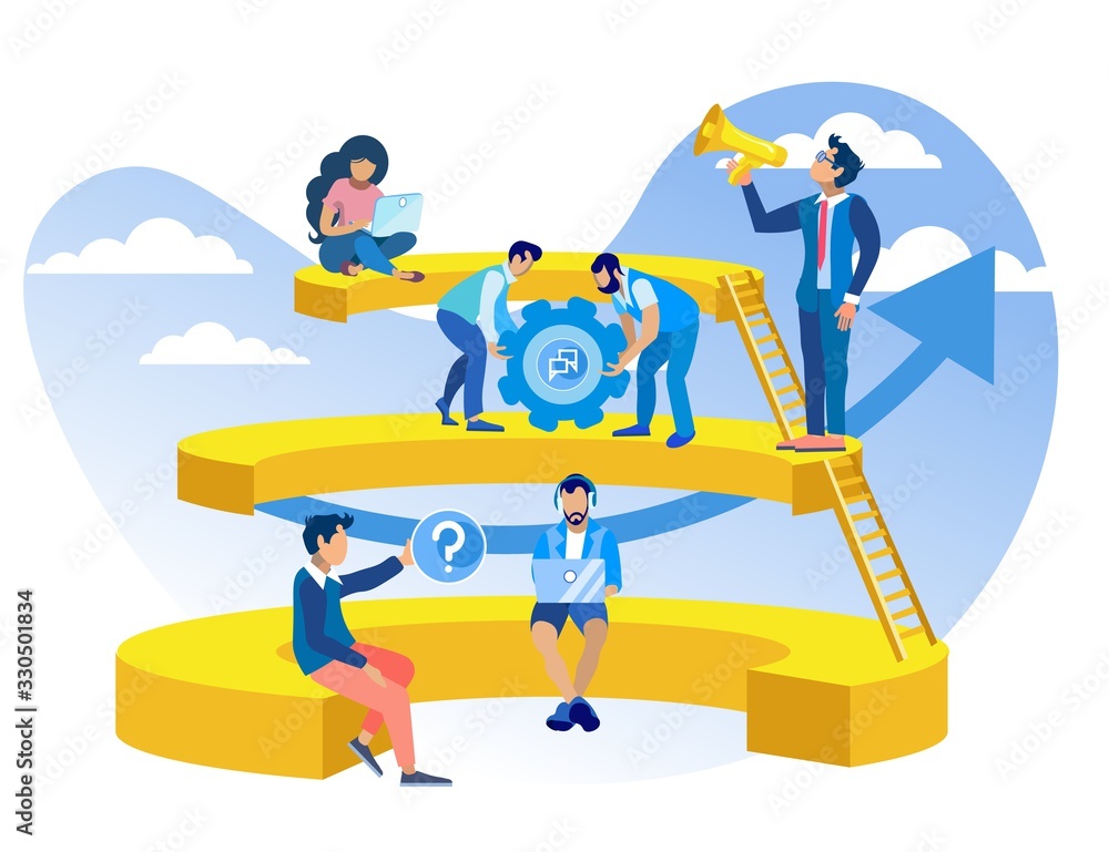 Poster Call Center Organization Structure Flat. Operator Maintains ...