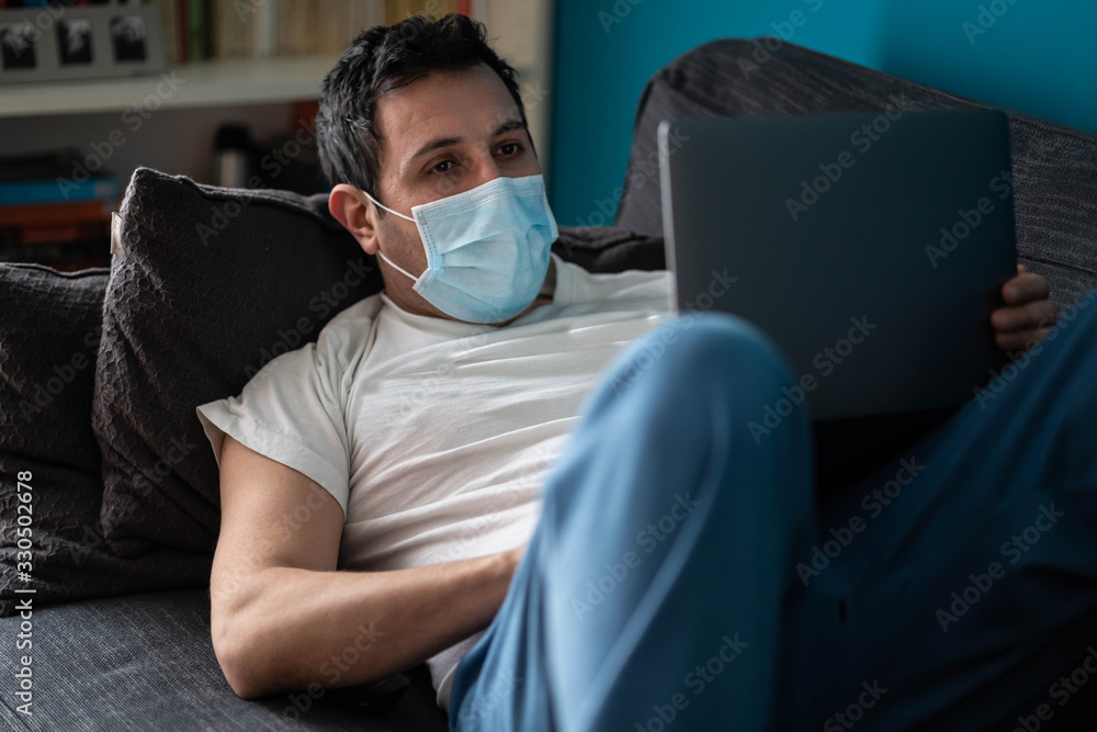 A white man is working from home during Coronavirus or Covid-19 quarantine, coronavirus covid 19 ...