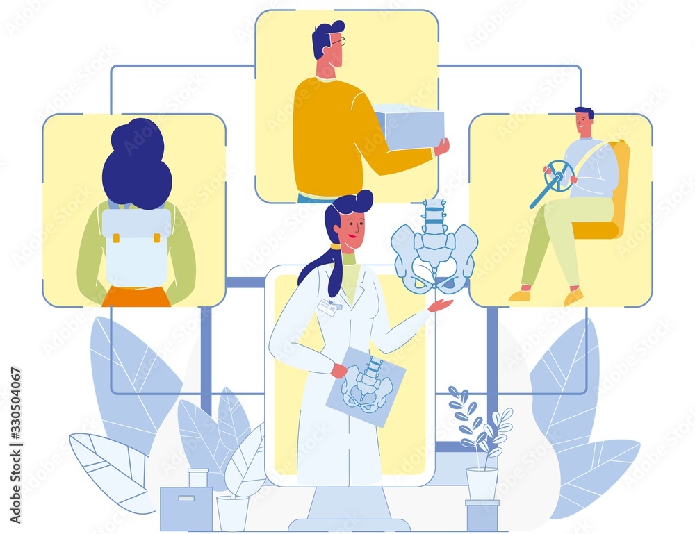 Female Doctor Giving Online Medical Presentation Cartoon. Specialist on ...