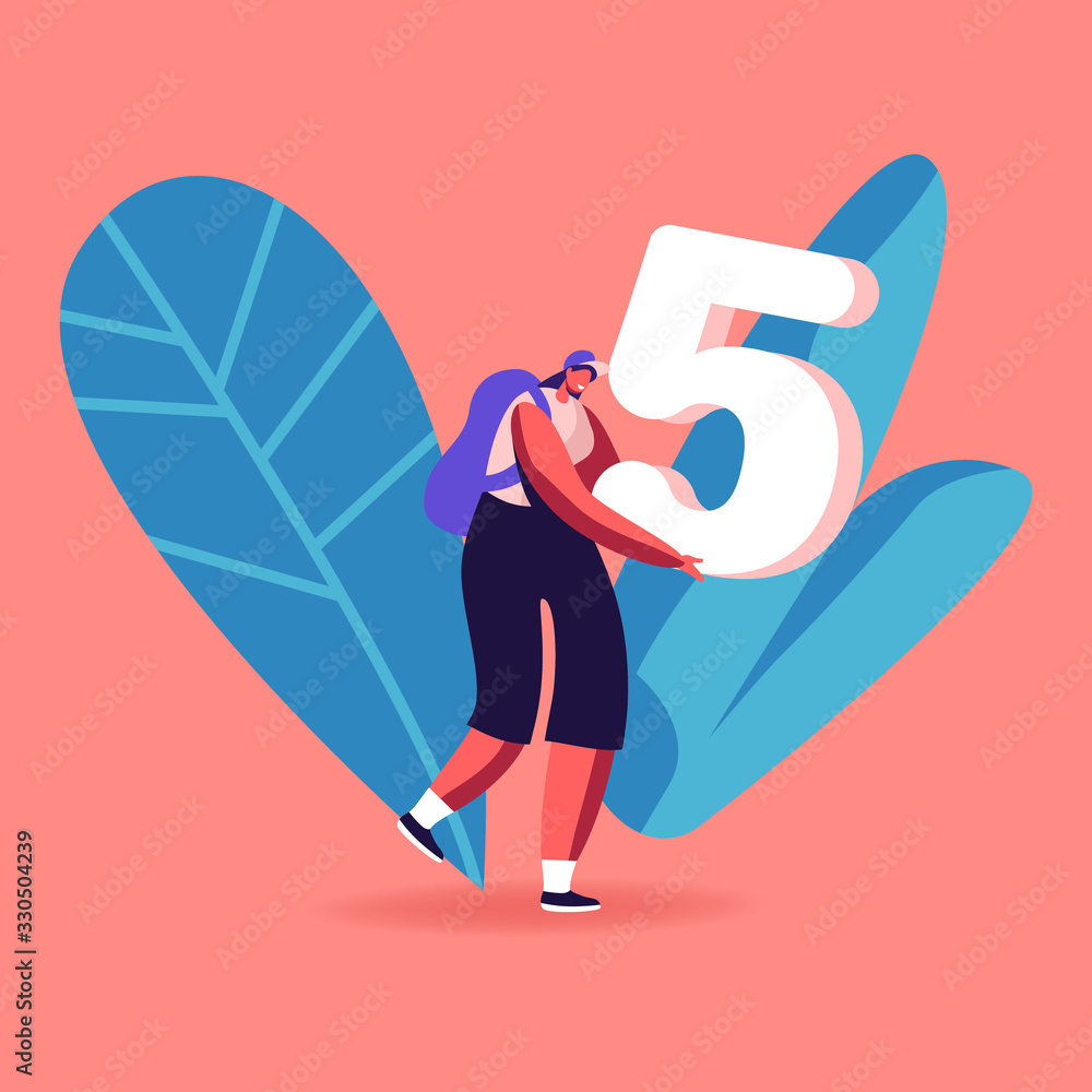 Mathematics Science Concept. Happy Smiling Girl Student Character Carry ...