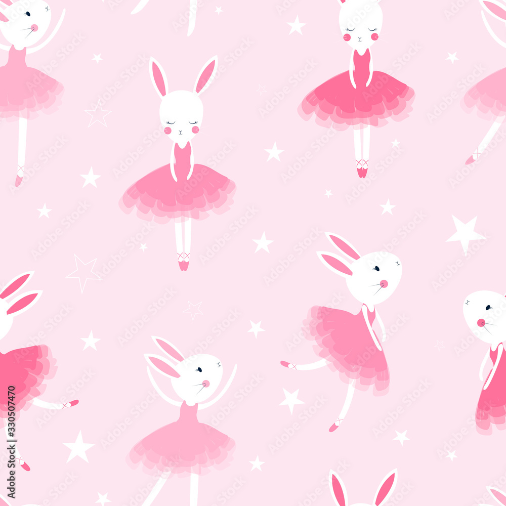 Bunny ballerina hand drawing vector illustration . Stock Vector | Adobe ...