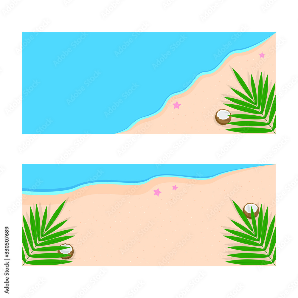 This is set of vector banners. Cute beach background. Stock Vector ...