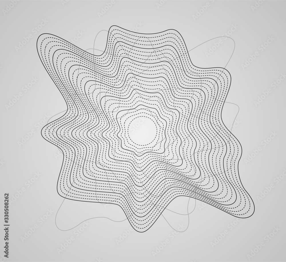 Round sound wave. Circle ripple pulse. Earthquake impulse. Curve splash ...