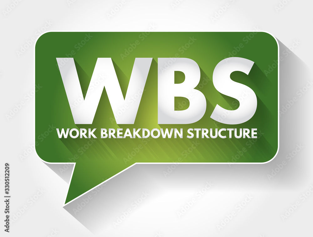 WBS - Work Breakdown Structure acronym message bubble, business concept ...