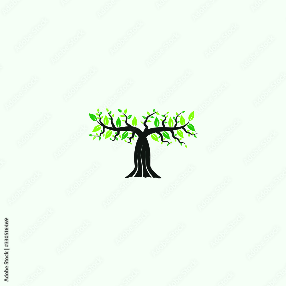 beautiful tree in the shape of the letter T with a strong trunk and ...