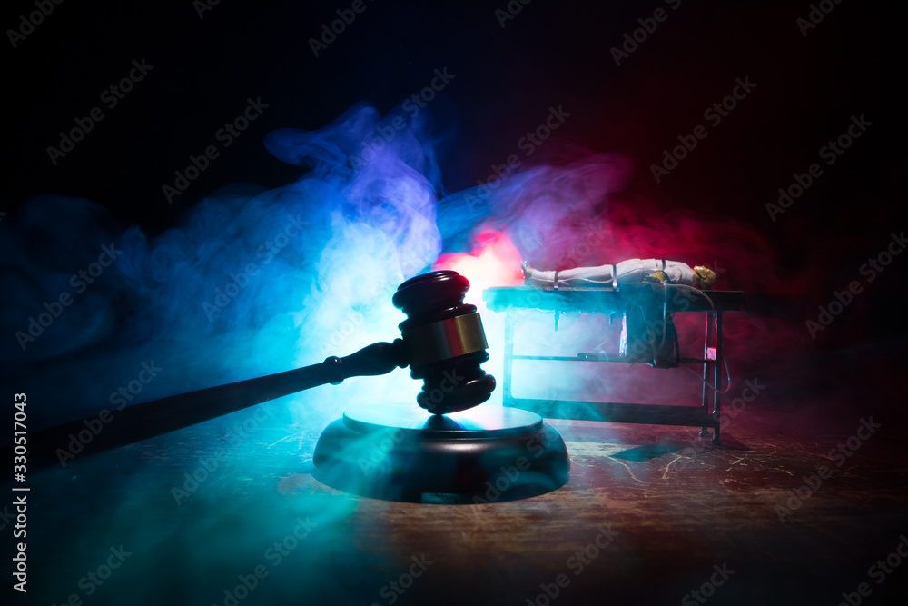 Prisoner handcuffed to death by lethal injection, vial with sodium ...