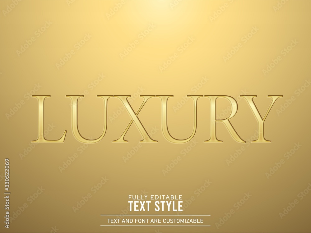 Gold metallic shining engraved text effect Stock Vector | Adobe Stock