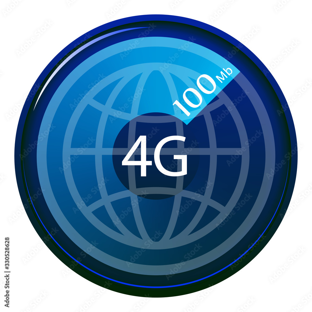 4G internet speed logo, blue on a transparent background, modern ...