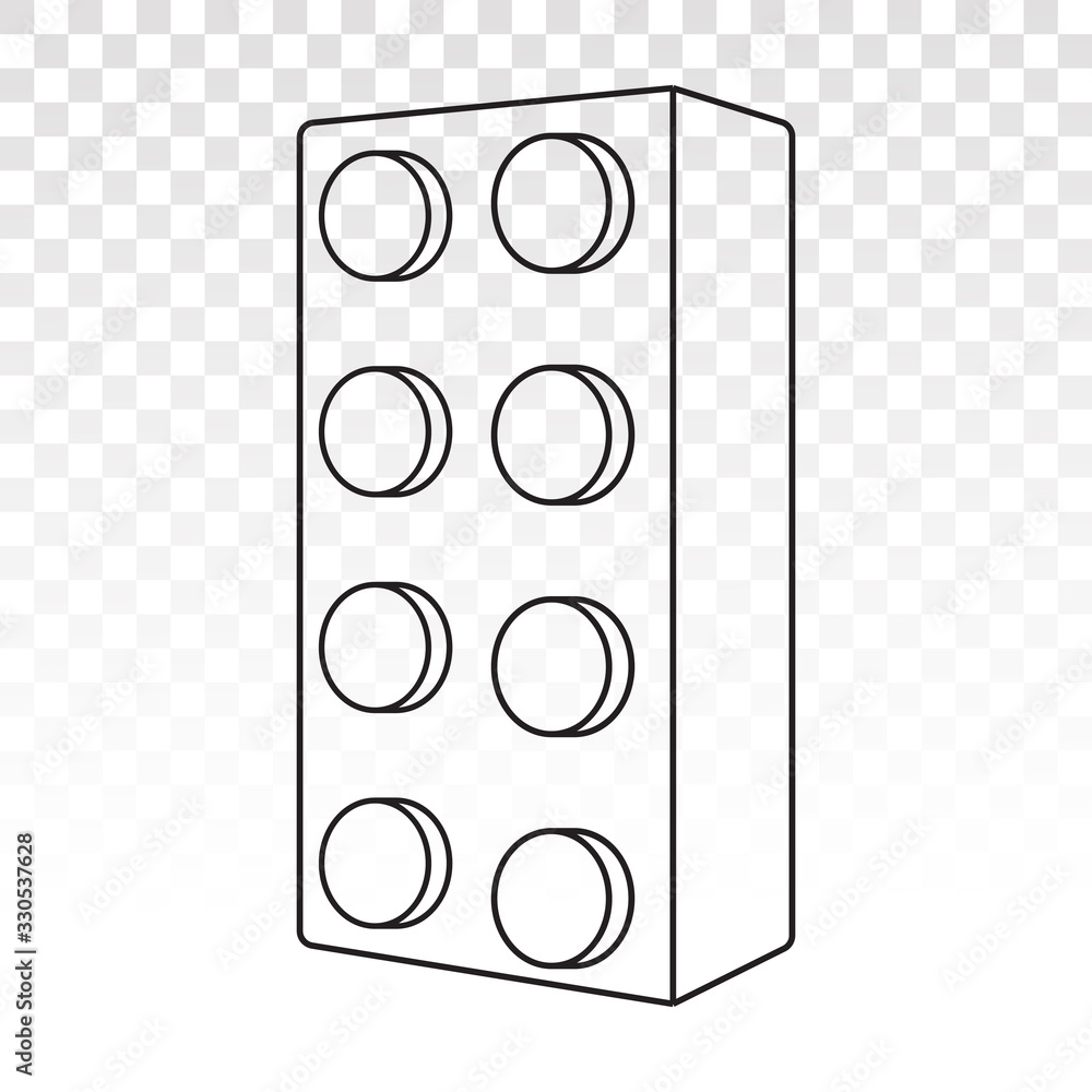 Lego brick block or piece line art vector icon for toy mobile app and ...