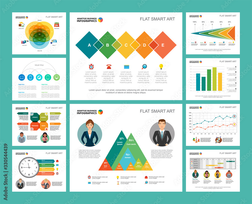 Colorful ecology or management concept infographic charts set. Business ...