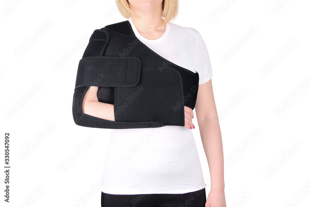Shoulder Joint Brace. Bandage on the shoulder joint (scarf) with ...