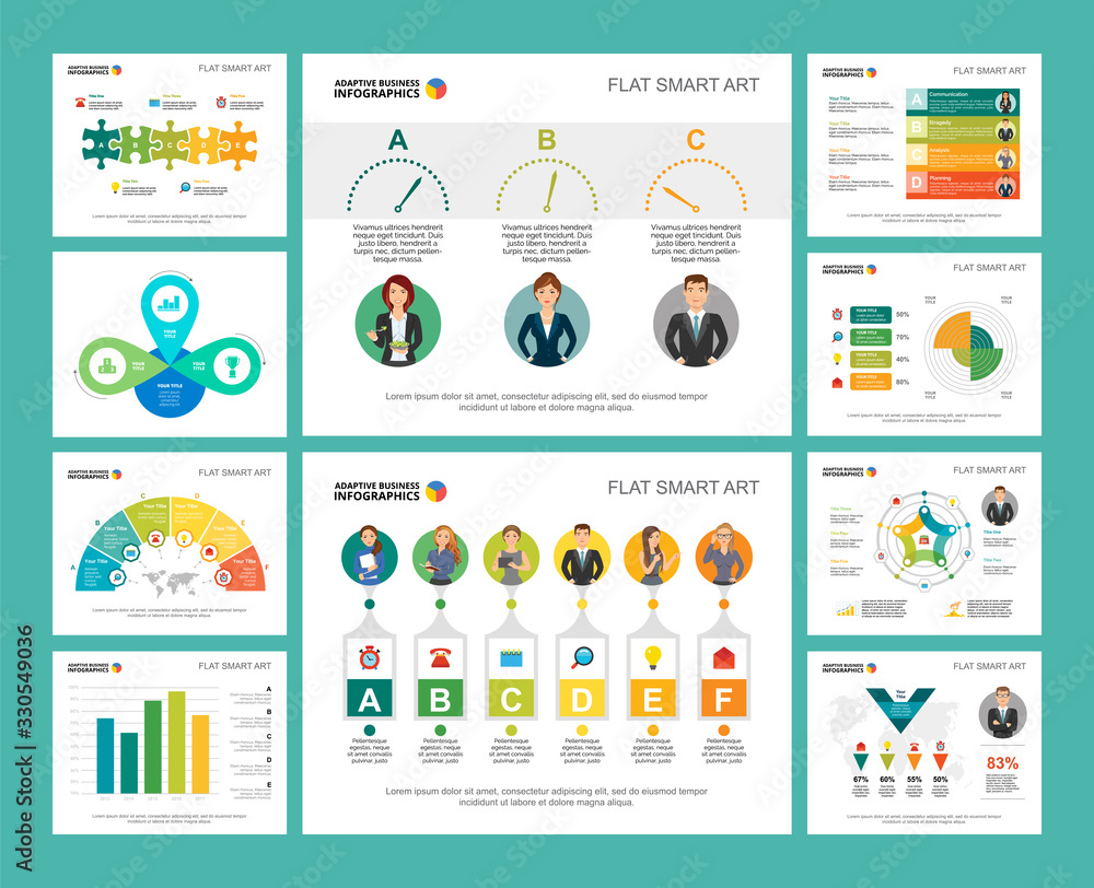 Colorful statistics and logistics infographic charts set. Business ...