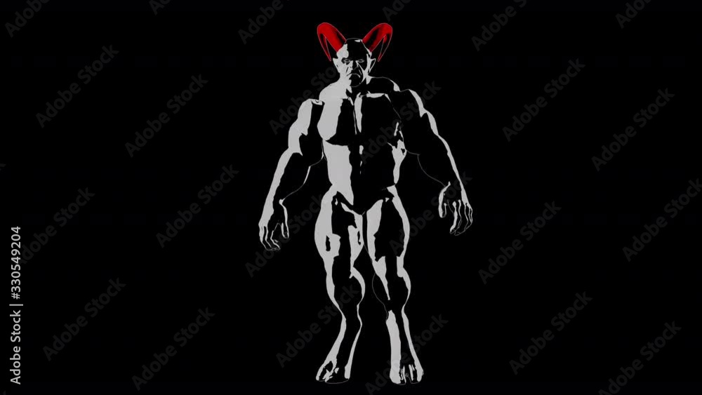Seamless looping animation muscle powerful Demon, devil, imp character ...