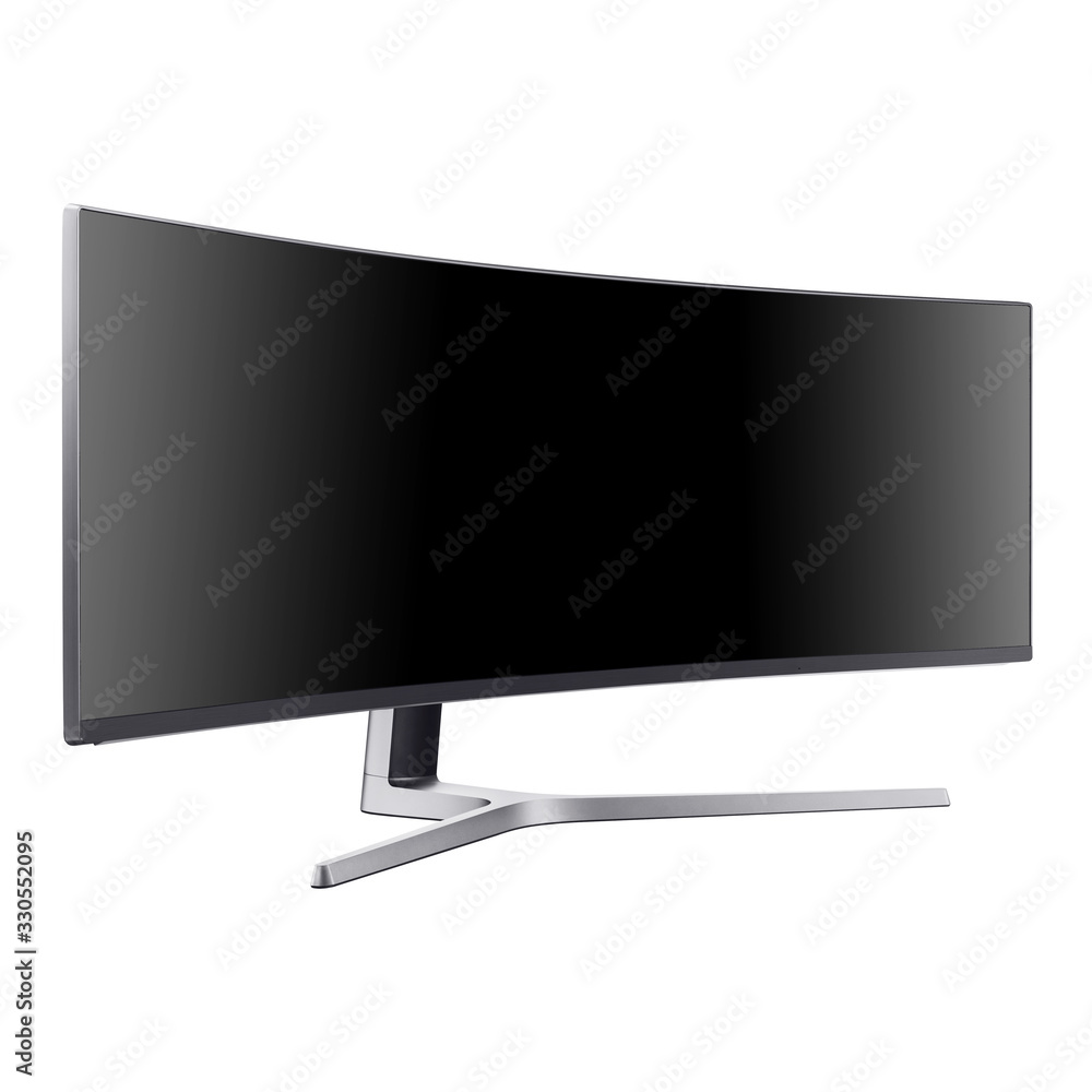 Curved Gaming Monitor Isolated on White. Slim Design Ultrawide 4K UHD ...