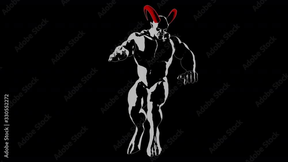 Seamless looping animation muscle powerful Demon, devil, imp character ...