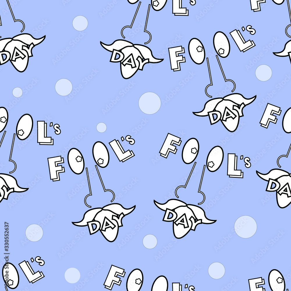 Seamless pattern for april fools day. Funny eyes, nose and mustache ...