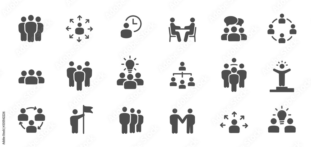 Team work icons. Meeting, group, team, people, conference, leader ...