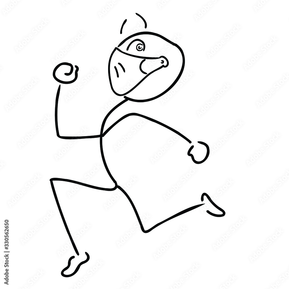 Scared Stick Figure Running Away
