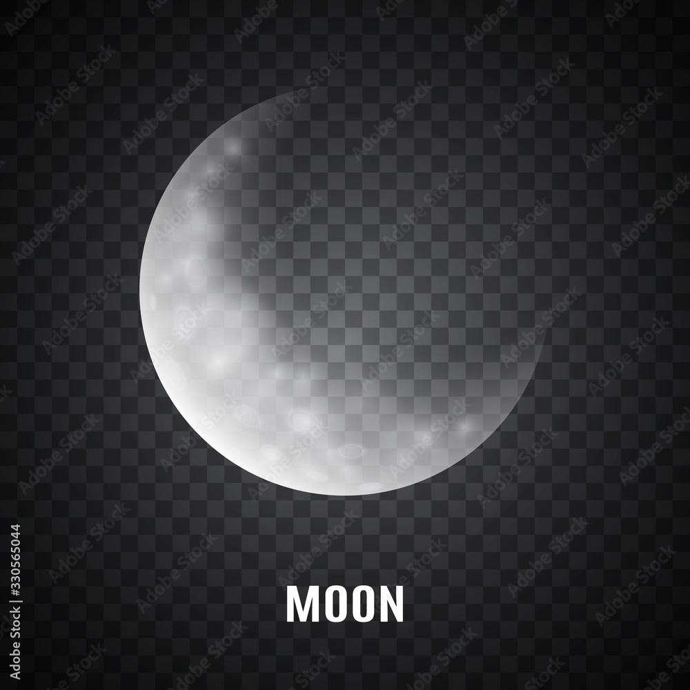 Moon on transparent background. Moonlight. Crescent. Vector ...