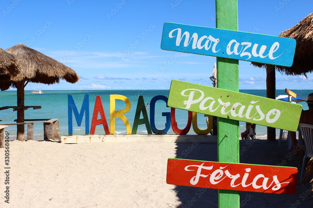 sign on beach Stock Photo | Adobe Stock