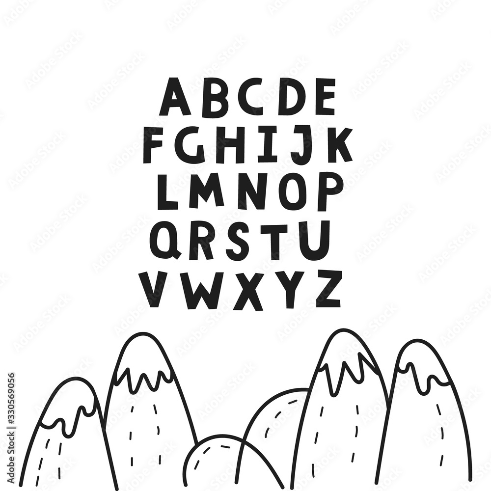 Scandinavian kids font.Isolated vector alphabet for nursery poster ...