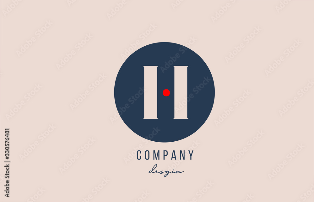 red dot H letter alphabet logo icon design with blue circle for company ...