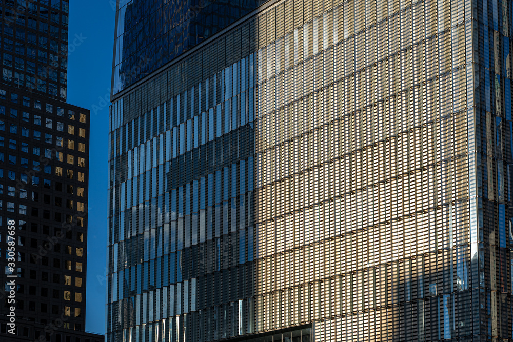 detail of the freedom tower one world trade center, glass skyscraper ...