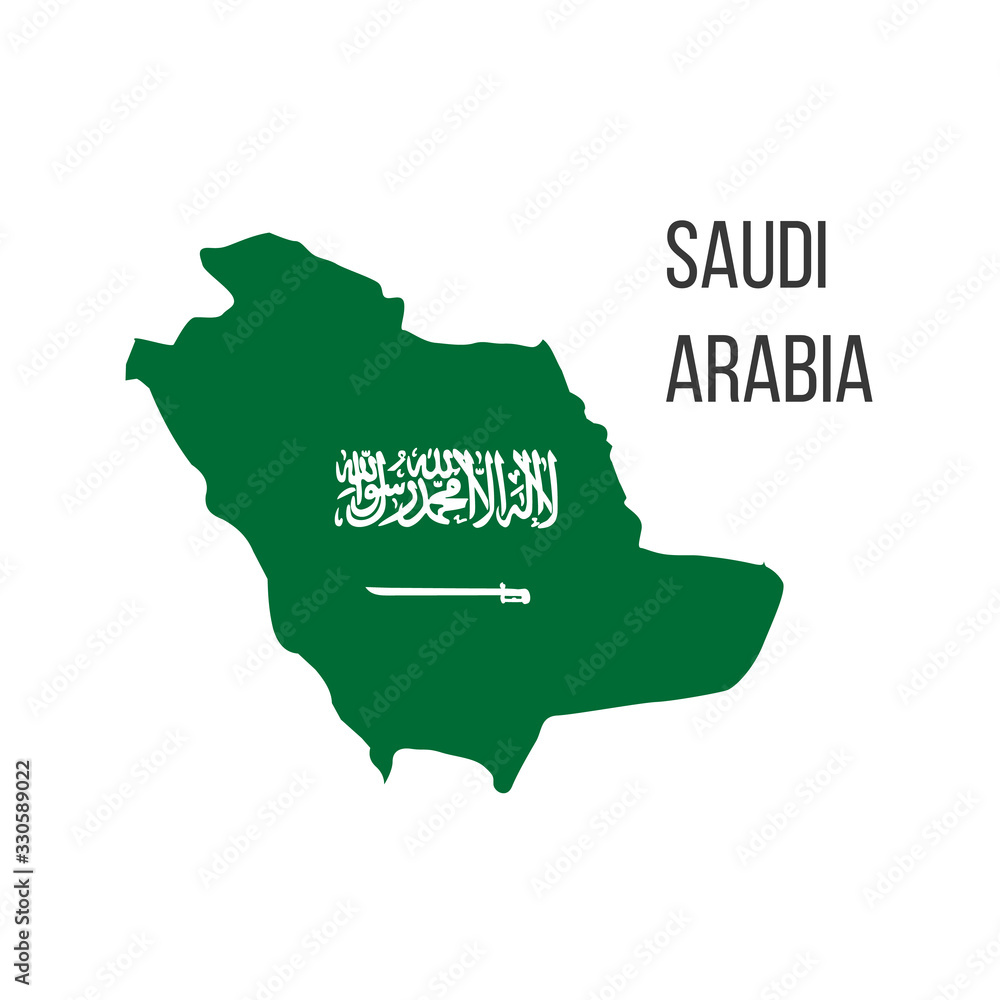 Saudi Arabia flag map. The flag of the country in the form of borders ...