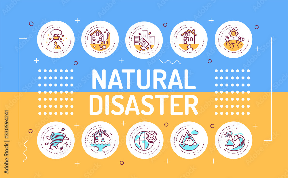 Natural disasters word lettering typography. A major adverse event ...
