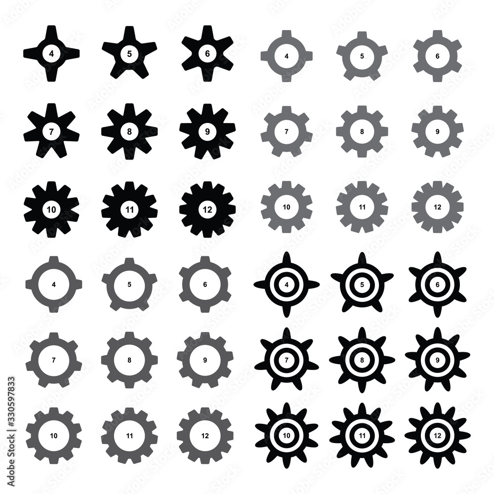 Gear Icon Config Settings Symbol, Gears Sign, Sprocket Silhouettes ...