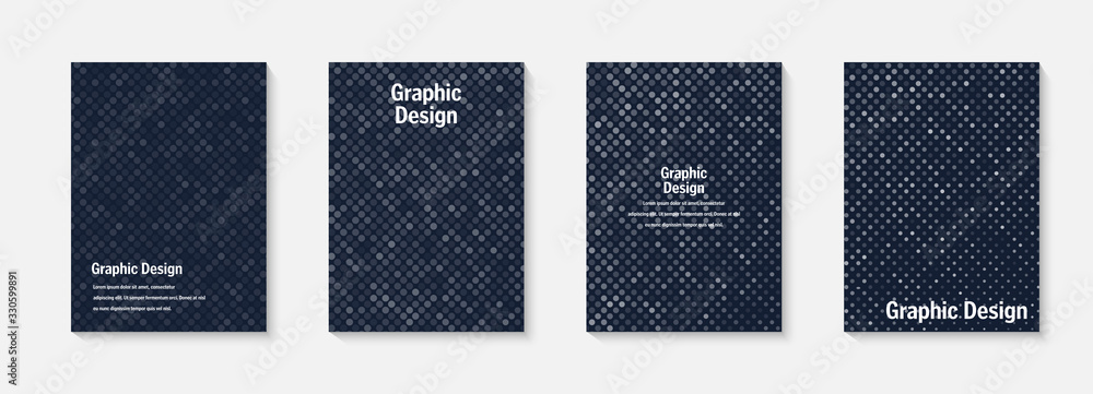 Vector halftone cover design templates. Layout set for covers of books ...