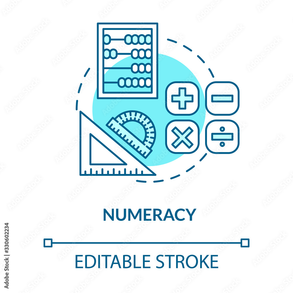 Numeracy turquoise concept icon. Mathematical calculations. Operations ... Numeracy turquoise concept icon. Mathematical calculations. Operations ...