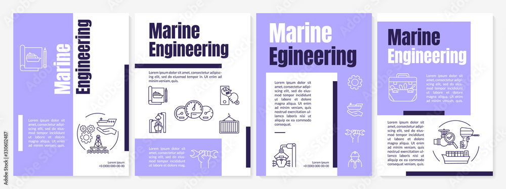 Marine engineering brochure template. Nautical industry job. Flyer ...
