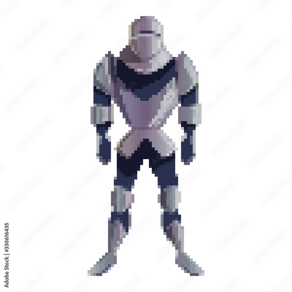 Knight pixel art on white background. Vector illustration Cartoon ...