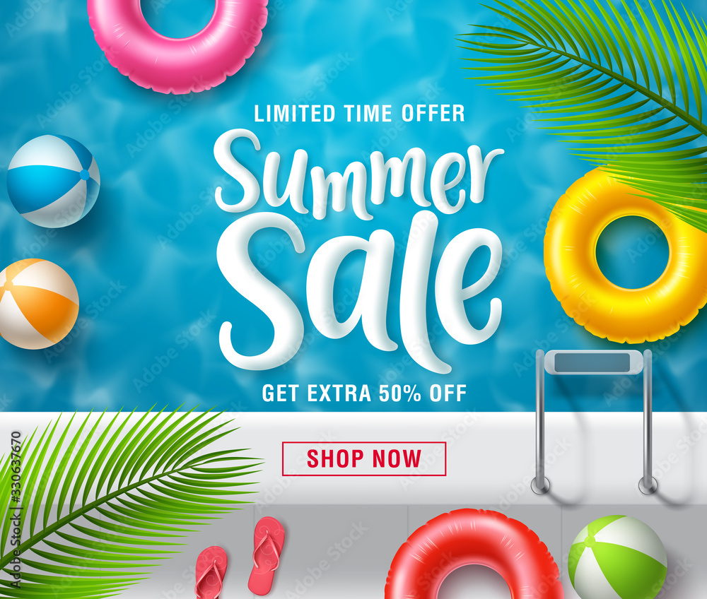 Summer sale vector banner design. Summer sale promotional discount text ...