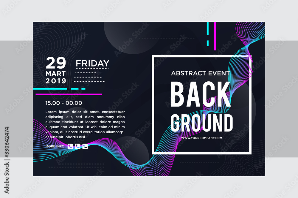 Event Poster Template. blue dark flyer. Club music design template on ...