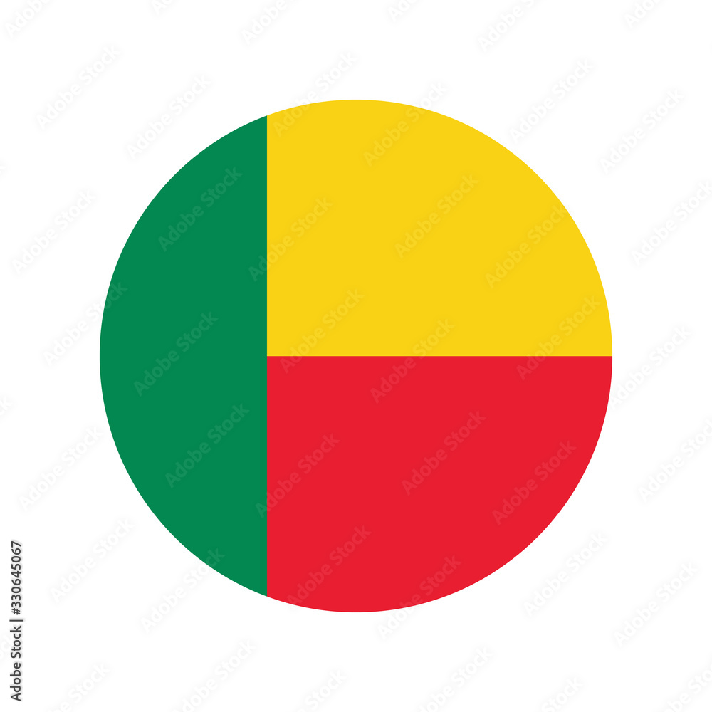 Benin flag in round button of icon. flag logo of Benin emblem isolated ...