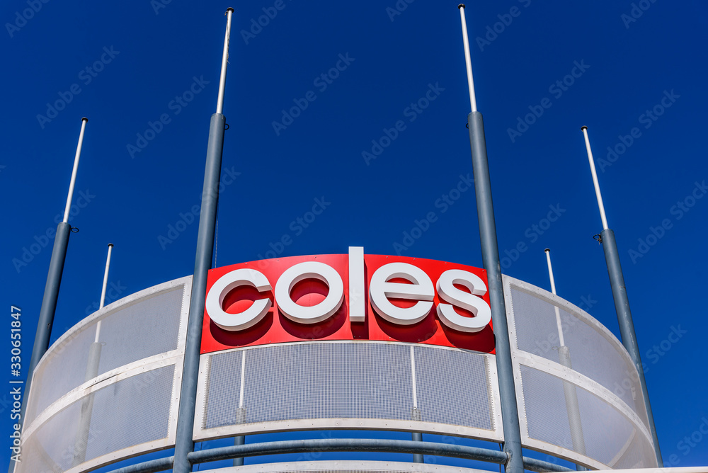 Northcote, Victoria, Australia, March 16th, 2020: The Sign for Coles ...