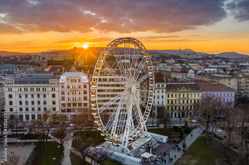 Budapest, Hungary - Aerial view of the famous ferris wheel of Budapest ...