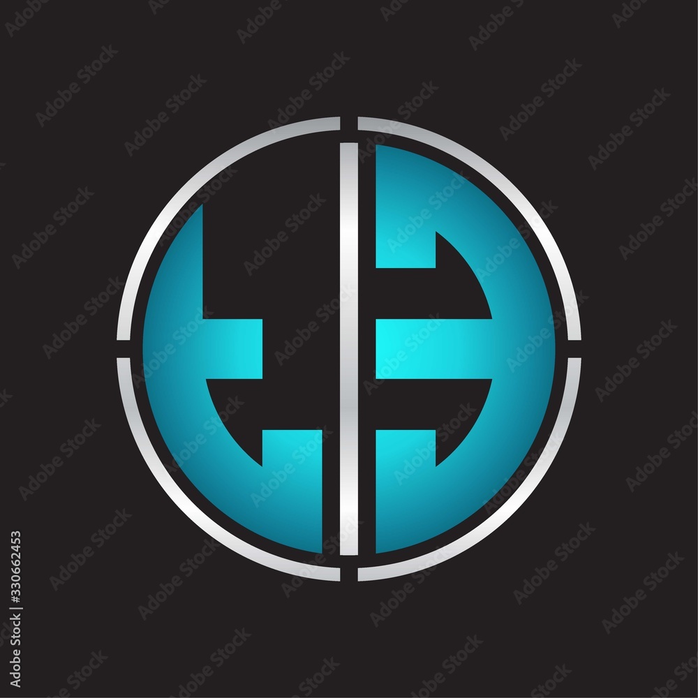 TE Logo initial with circle line cut design template on blue colors ...