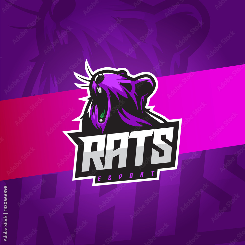 Rat esport emblem logo with violet colors Stock Vector | Adobe Stock