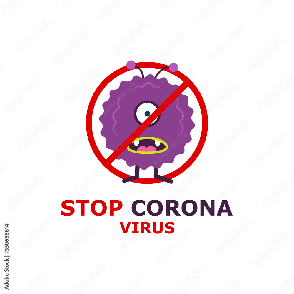Stop Corona virus cartoon illustration, People carry a poster corona ...