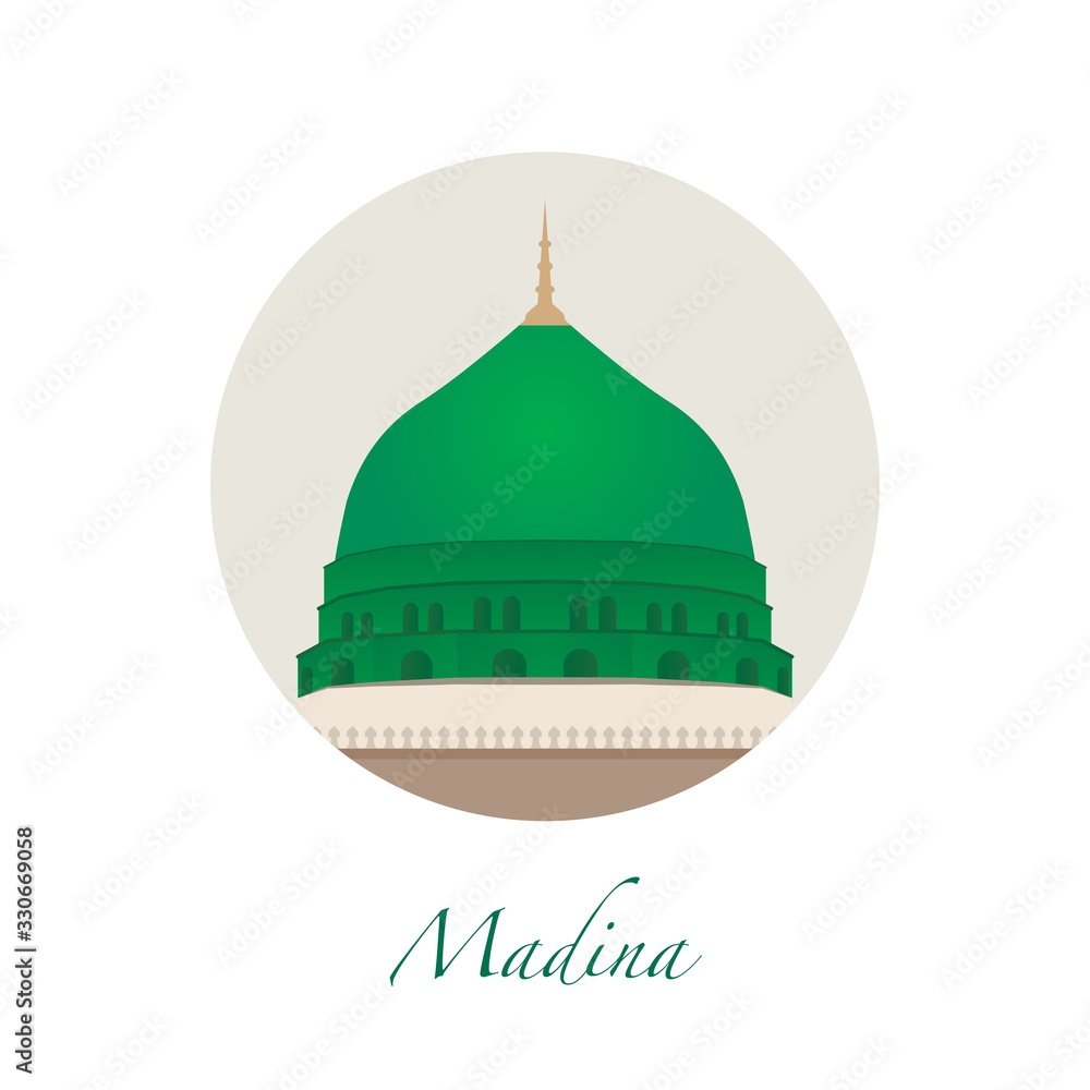 Madinah Mosque Icon Background Stock Vector | Adobe Stock