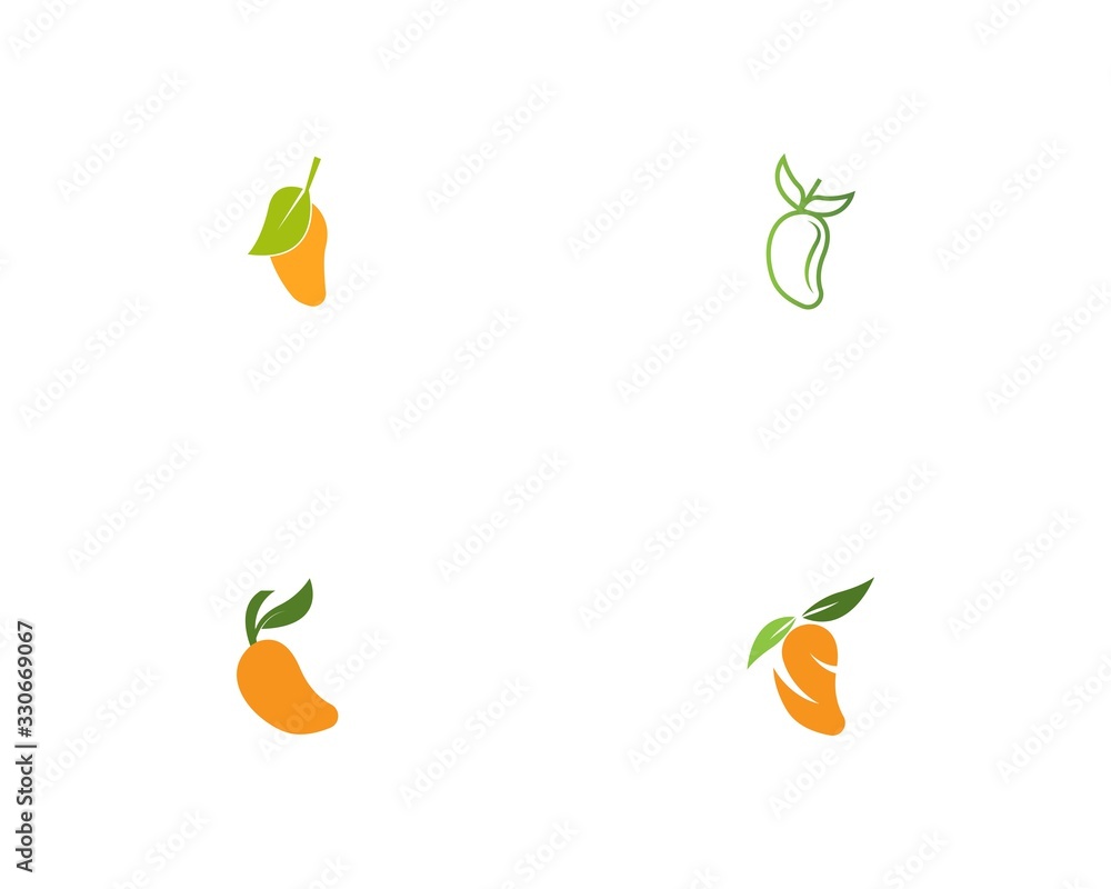 Mango flat image set logo vector template illustration design Stock ...