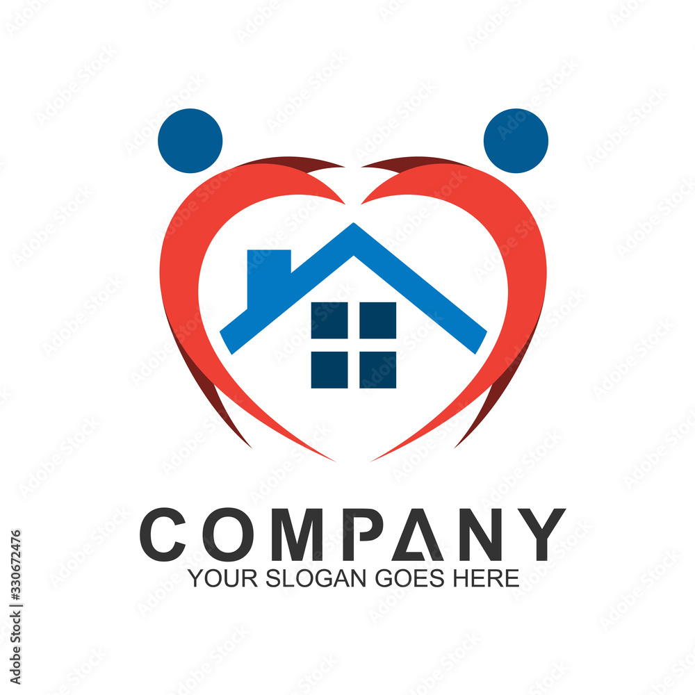 Happy Family House Logo, Housing Community, Logo House Care, Home ...