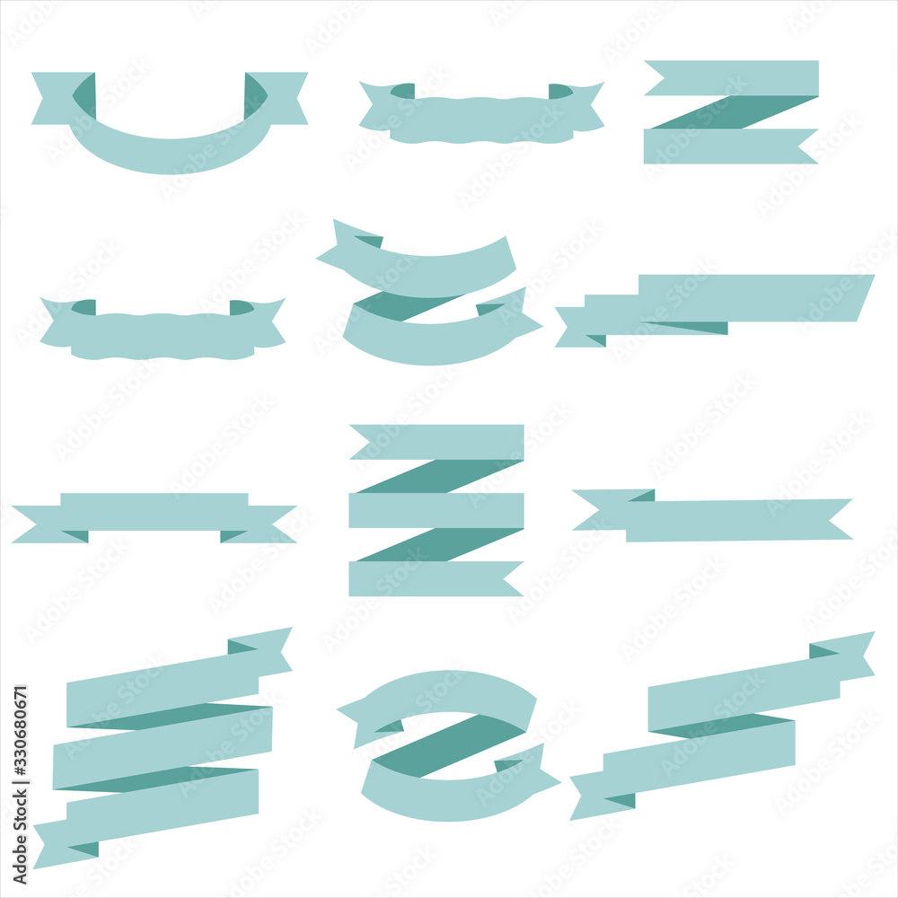 Pastel Ribbon Set In Isolated For Celebration And Winner Award Banner ...